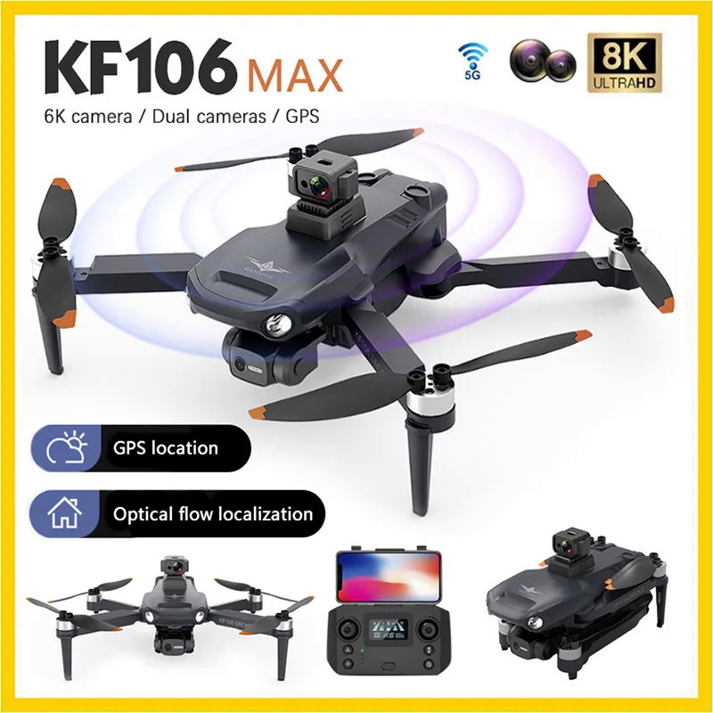 ใหม่ KF106 Max จมูก8พันมืออาชีพ5กรัม WIFI HD กล้องสอง3แกน G Imbal Brushless มอเตอร์ป้องกันการ ...