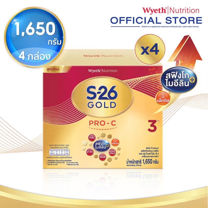 [ยกลัง] S-26 Gold Pro-C 3™ 1650g 4 Boxes นมผง เอส-26 โกลด์ โปร-ซี 3™ ขนาด 1650 กรัม จำนวน 4 ...