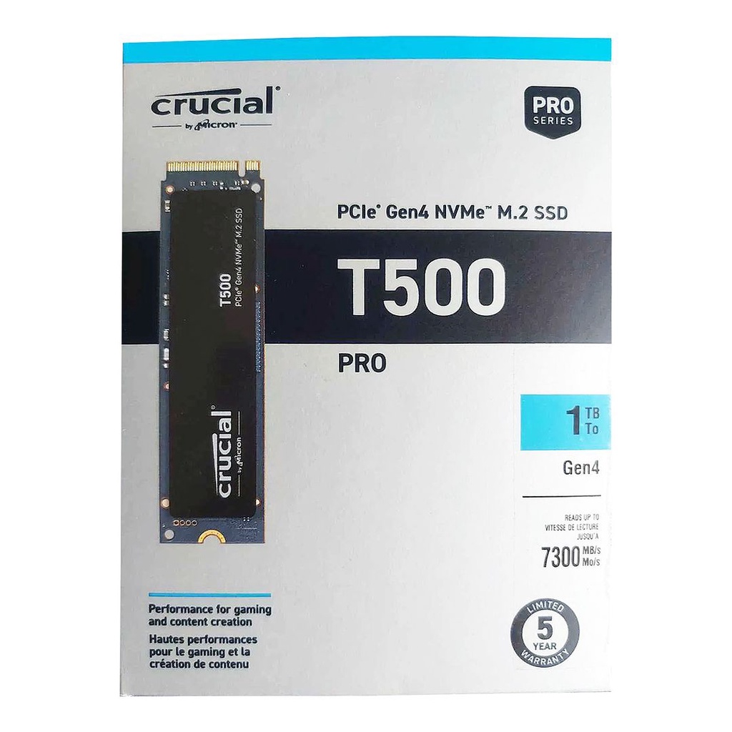 Crucial T500 1TB PCIe Gen4 NVMe M.2 2280 Internal Gaming SSD (R:7300MB/s), CT1000T500SSD8 ...