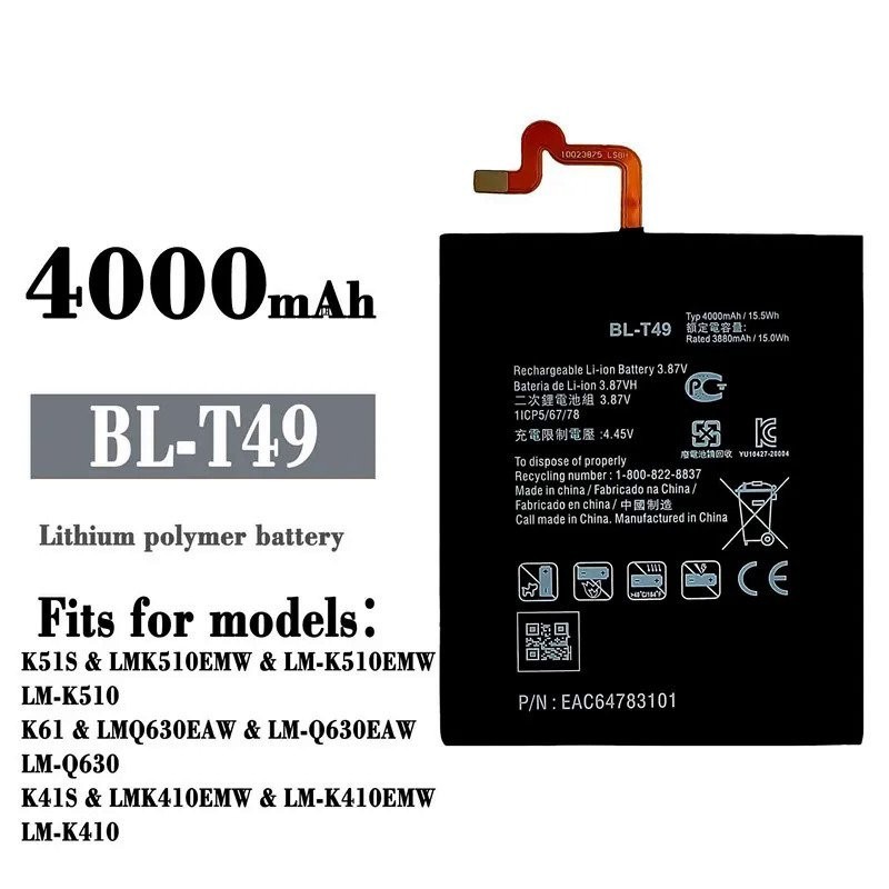 แบตเตอรี่ BL-T49สำหรับ LG K51S K61 K41S LM-K510 LM-Q630แบตเตอรี่ ...