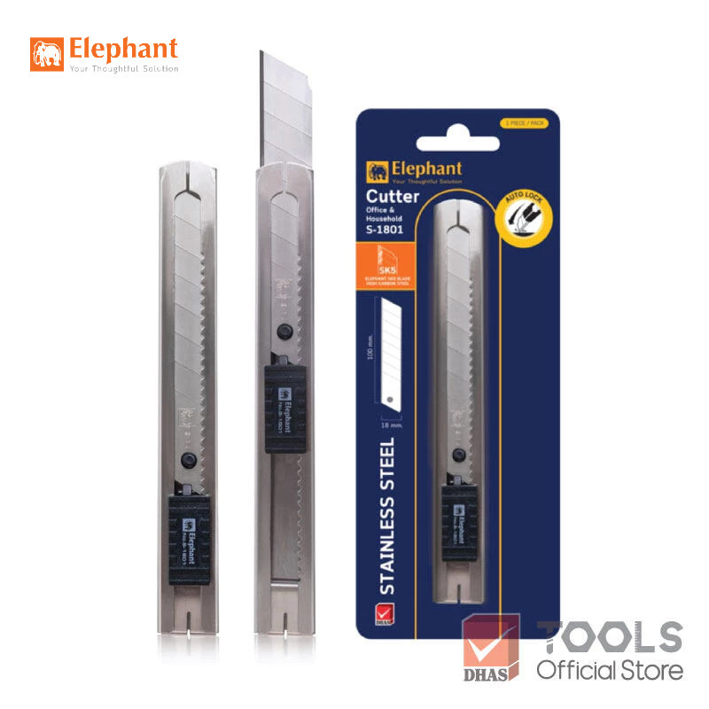 ตราช้าง คัตเตอร์ มีดคัตเตอร์ Economy รุ่น S-1801 18 มม. 45° ใบมีด SK5 จำนวน 1 อัน | Shopee Thailand