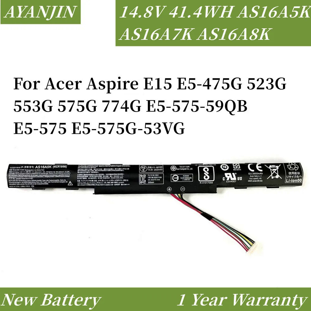 ใหม่14.8V AS16A5K E5-575 AS16A7K AS16A8K แบตเตอรี่สำหรับ Acer Aspire E15 523G 553G 575G 774G E5 ...