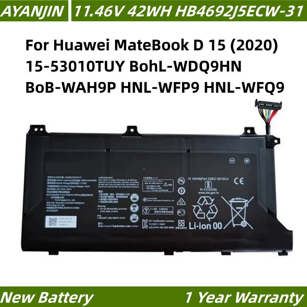 HB4692J5ECW-31 11.46V 42WH Laptop Battery For Huawei MateBook D 15 ...