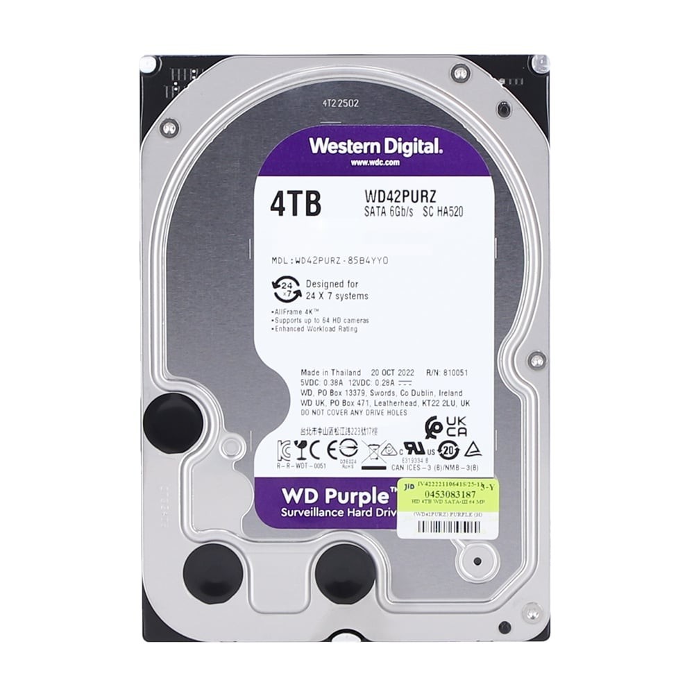 4 TB 3.5" HDD (ฮาร์ดดิสก์ 3.5") WD PURPLE - SATA3 (WD42PURZ) | Shopee ...