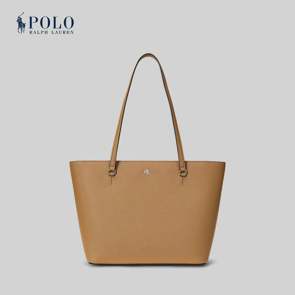 Polo Ralph Lauren กระเป๋าผู้หญิง Crosshatch Leather Medium Karly Tote ...