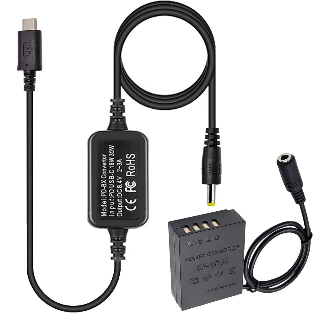 577 PD USB-C Convertor + CP-W126 DC Coupler NP-W126 Dummy Battery For ...