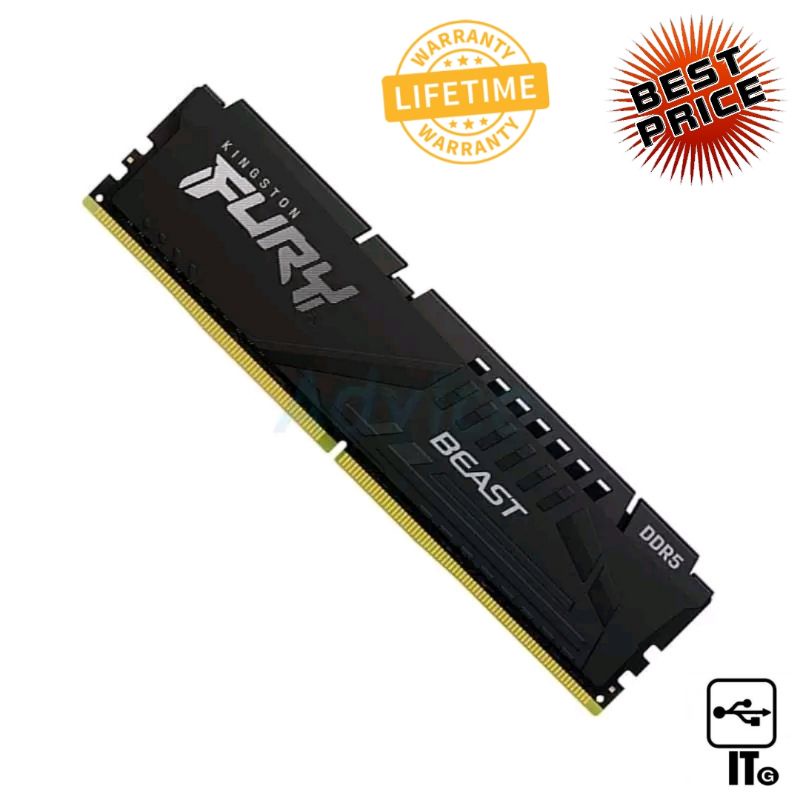 RAM DDR5(5200) 8GB KINGSTON FURY BEAST (KF552C40BB-8) ประกัน LT. เเรม เเรมพีซี เเรมคอม | Shopee ...