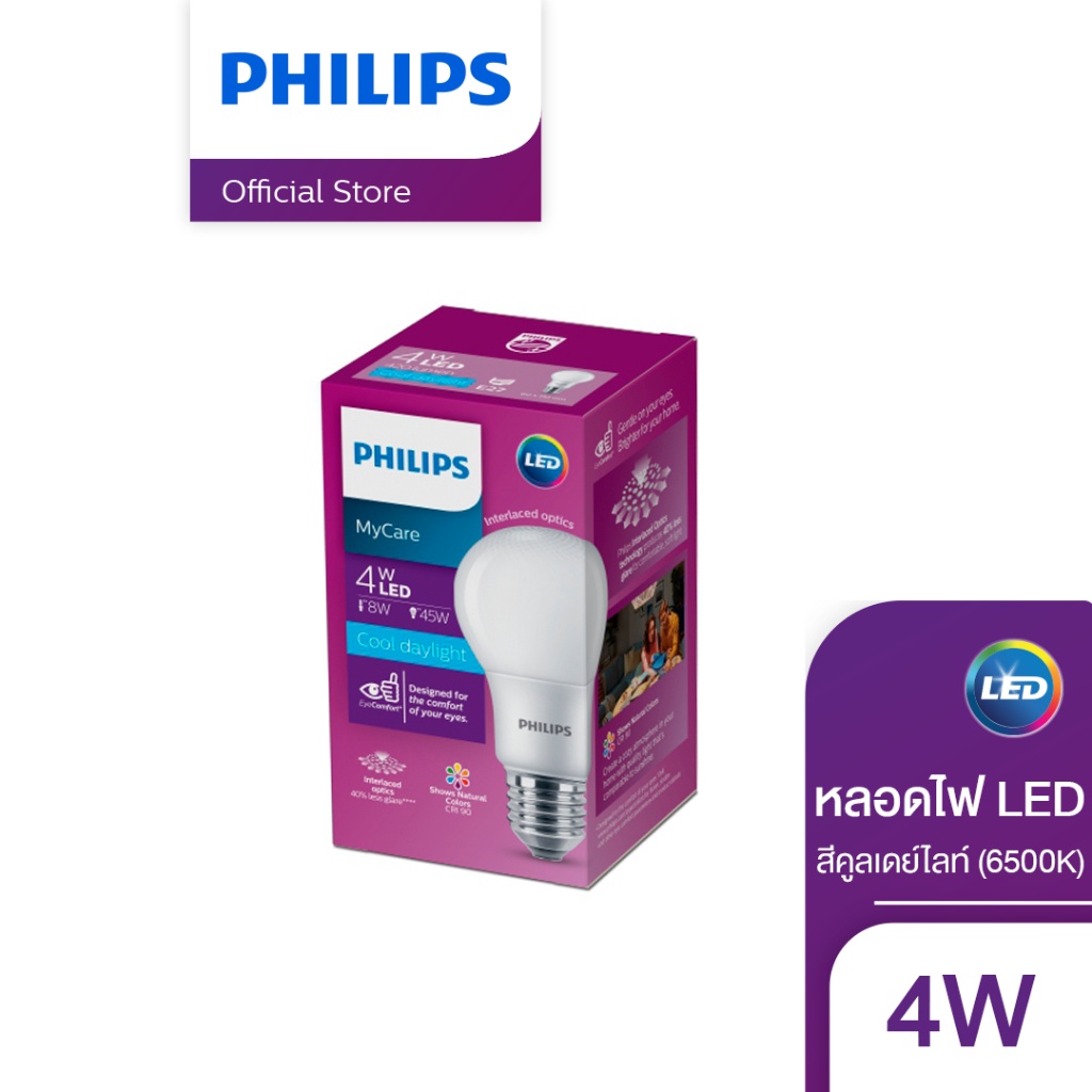 Philips Lighting หลอด LED PHILIPS 4 วัตต์ COOL DAYLIGHT E27 (6500K ...