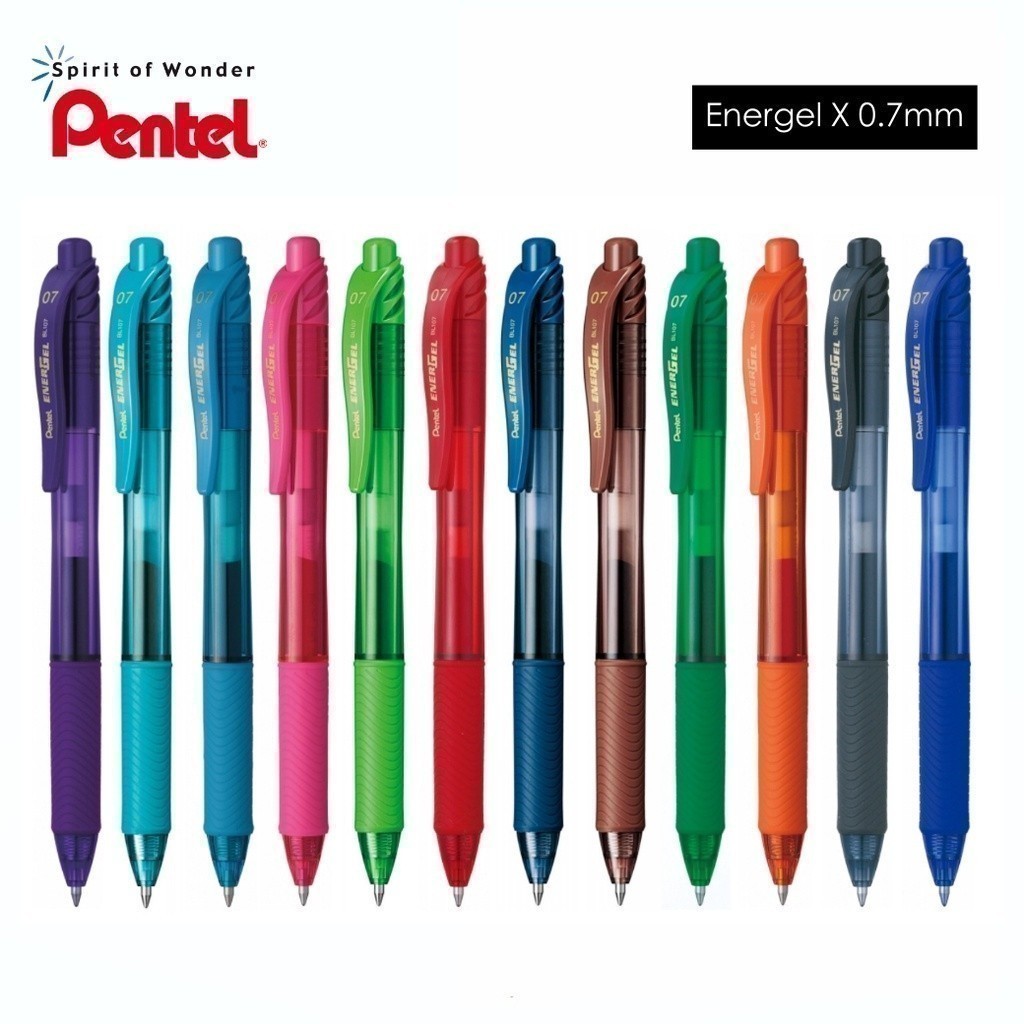ปากกาเจล Pentel Energel X Bln105 และ BL107 ชุดเซ็ต 12 สี ขนาดหัว 0.5 ...
