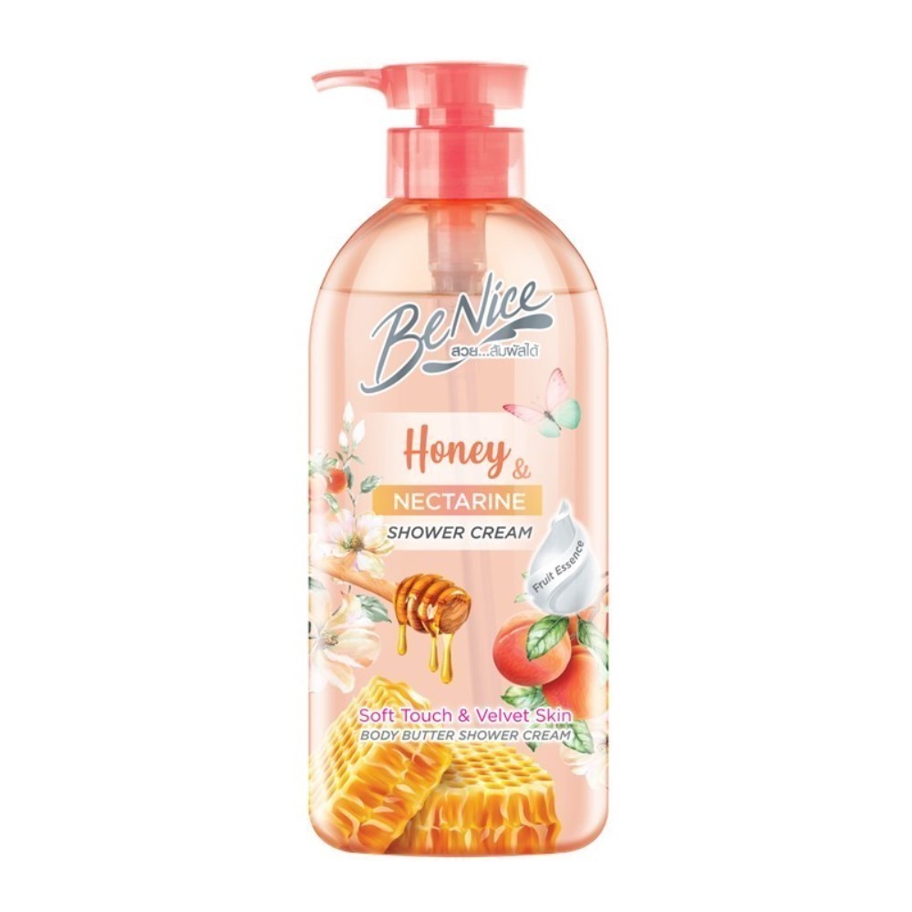 Benice Shower Cream Honey & Nectarine Body Butter 450 ml.บีไนซ์ครีมอาบ ...