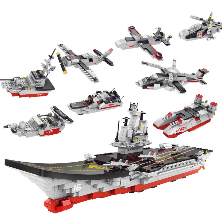 Lele Brother Military Warship Building Block Large Aircraft Carrier ...
