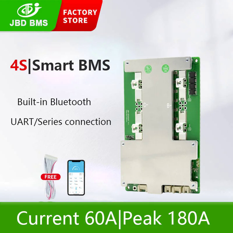 ใหม่ JBD BMS LifePo4 4S 12V 60A สมาร์ท Bms UART ฟังก์ชั่น Temp Sensor ...