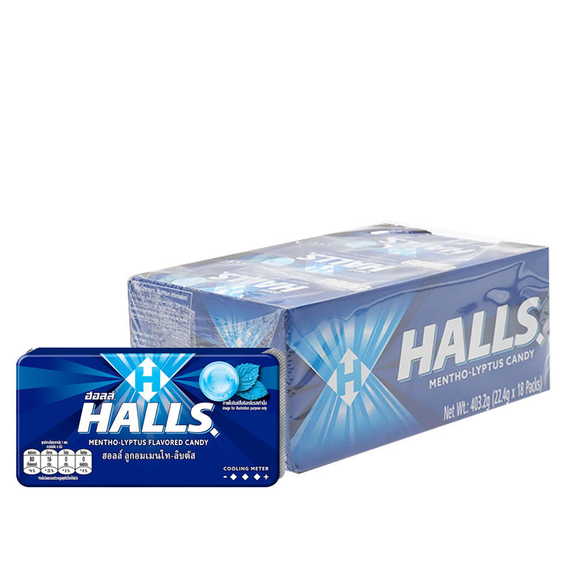 ฮอลล์ ลูกอม รสเมนโทลิบตัส 8 เม็ด 18 แผง / HALLS Soother Mental 8 pcs 18 ...