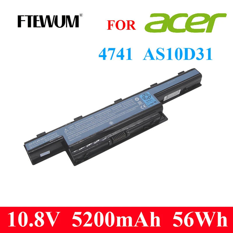 แบตเตอรี่แล็ปท็อป6เซลล์56Wh 10.8V 5200MAh สำหรับ Acer AS10D31 AS10D51 ...