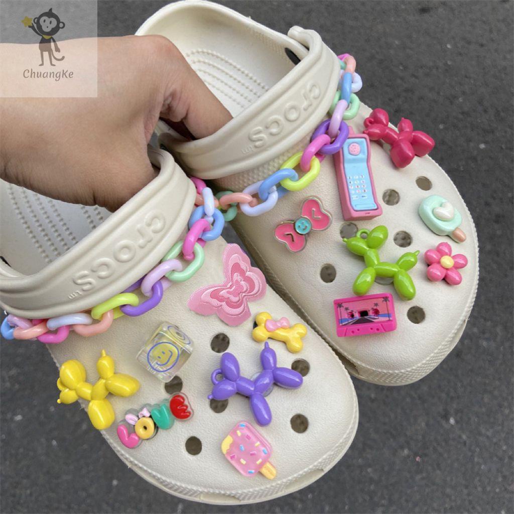 DIY จิ๊บบิทตัวติดรองเท้ามีรู รูปแบบการ์ตูน ☋น่ารักสุนัขบอลลูน Crocs DIY ...