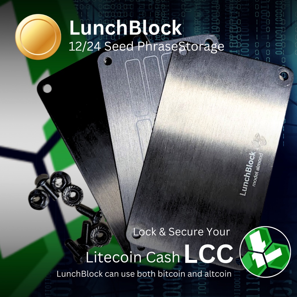 LunchBlock Litecoin Cash LCC Seed Phrase Storage 12/24 words - แผ่นจดซีดสำหรับเหรียญไลท์คอยน์ ...
