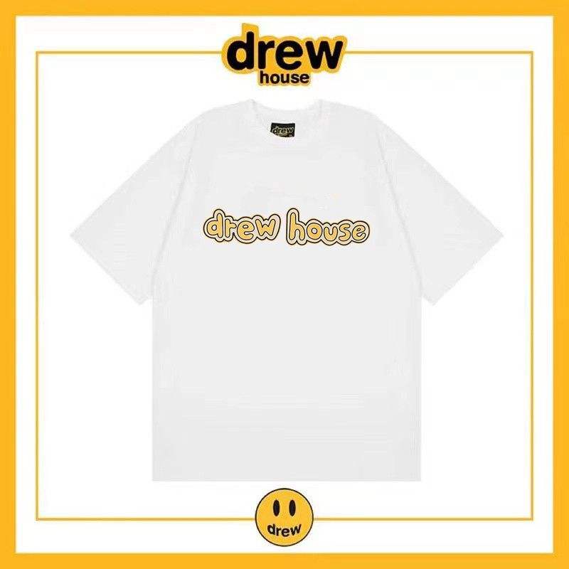 เสื้อยืดแขนสั้น Drew House ผ้าฝ้ายเนื้อผ้าดีมาก ทรงหลวม พิมพ์ลายตัว ...