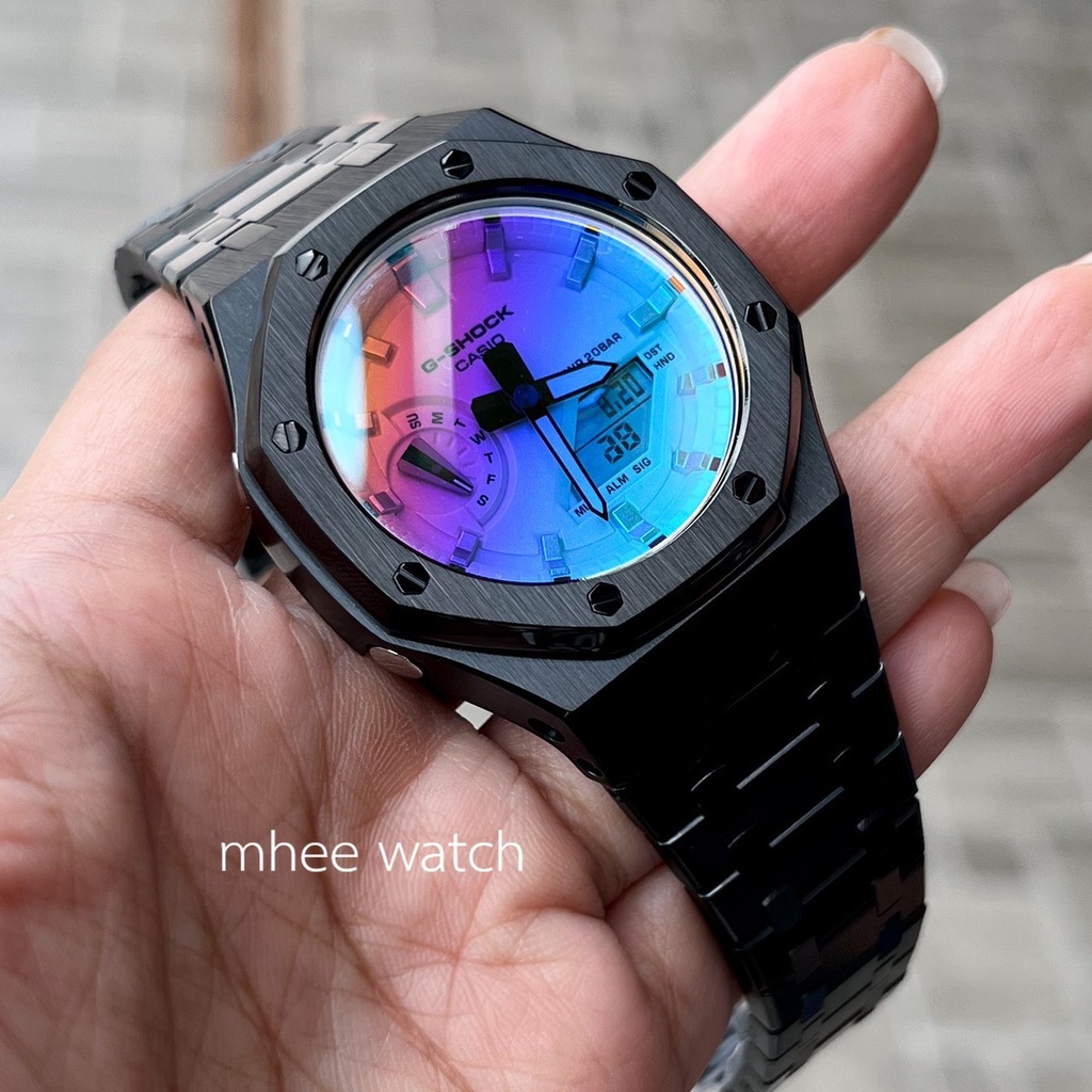G-Shock Custom AP Style Rainbow Dial Black Full Metal Steel | Shopee ...