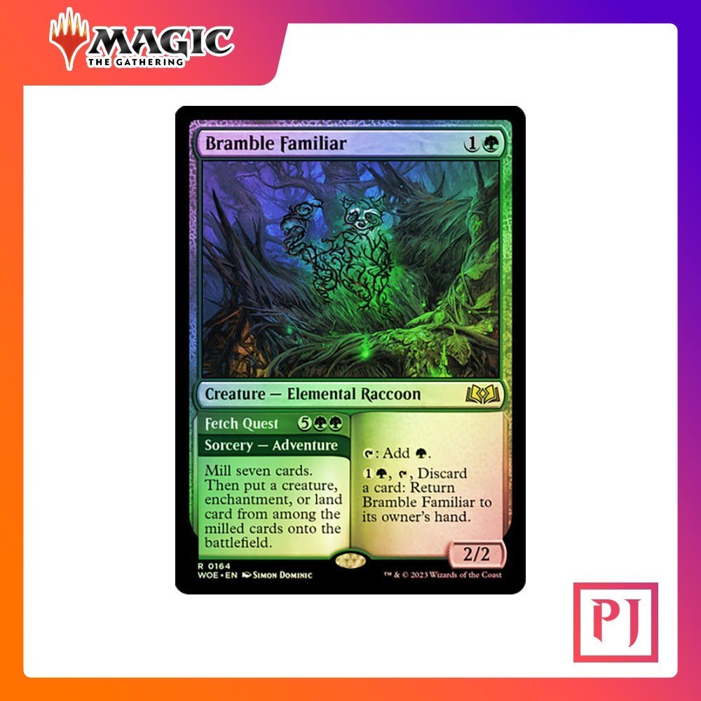 [MTG] Bramble Familiar // Fetch Quest [WOE] [GREEN] [RARE] [FOIL] [ENG] (การ์ดเมจิค / Magic the ...