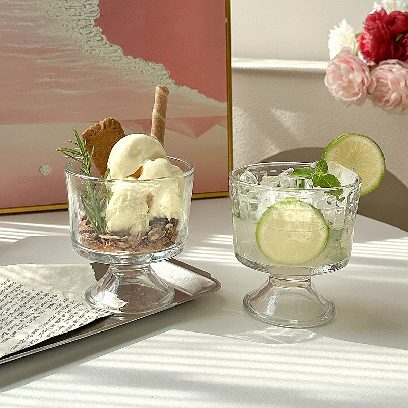 Good-looking Glass Cup Niche Coffee Juice Yogurt Ice Cream Cup Summer ...