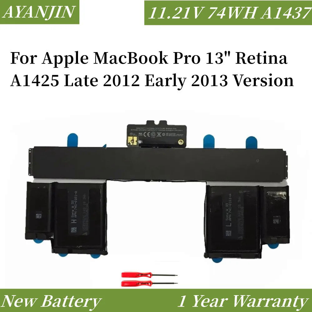 ใหม่11.21V แบตเตอรี่ A1437สำหรับ Apple MacBook Pro 13 "Retina A1425ปลาย ...