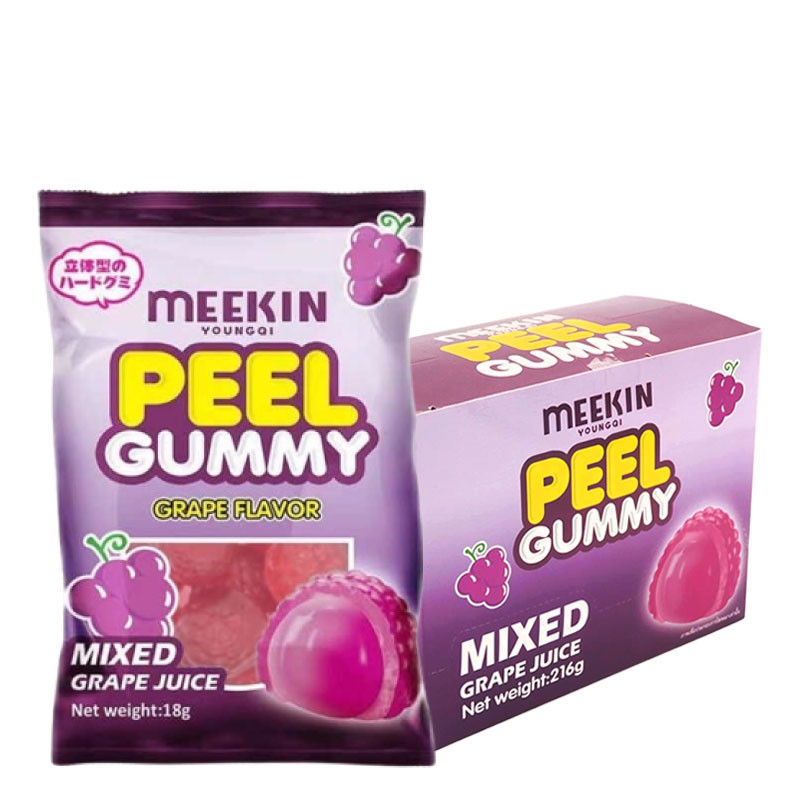 มีคิน พิลกัมมี่รสองุ่น 18 ก. x 12 / MEEKIN Peel Gummy Grape 18 g x 12 ...