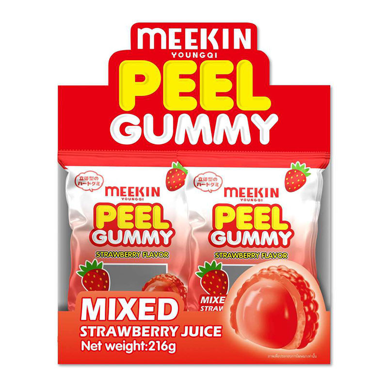 มีกิน พิลกัมมี่รสสตรอว์เบอร์รี่ 18 ก. 12 ซอง / MEEKIN Peel Gummy ...