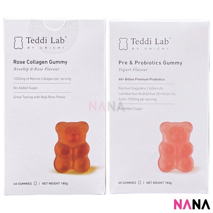 Unichi Teddi Lab Gummy Bear Set (Pre & Probiotics + Rose Collagen ...