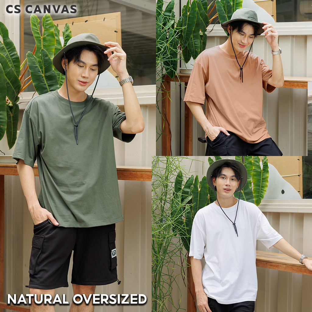 CS CANVAS Men NATURAL //Oversized T-Shirt // - เสื้อยืดเปล่า ผู้ชายโอ ...
