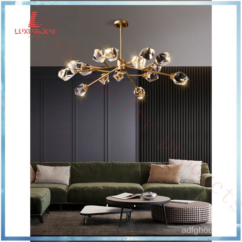 Copper Lamps Post-Modern Light Luxury Crystal Chandelier Nordic ...