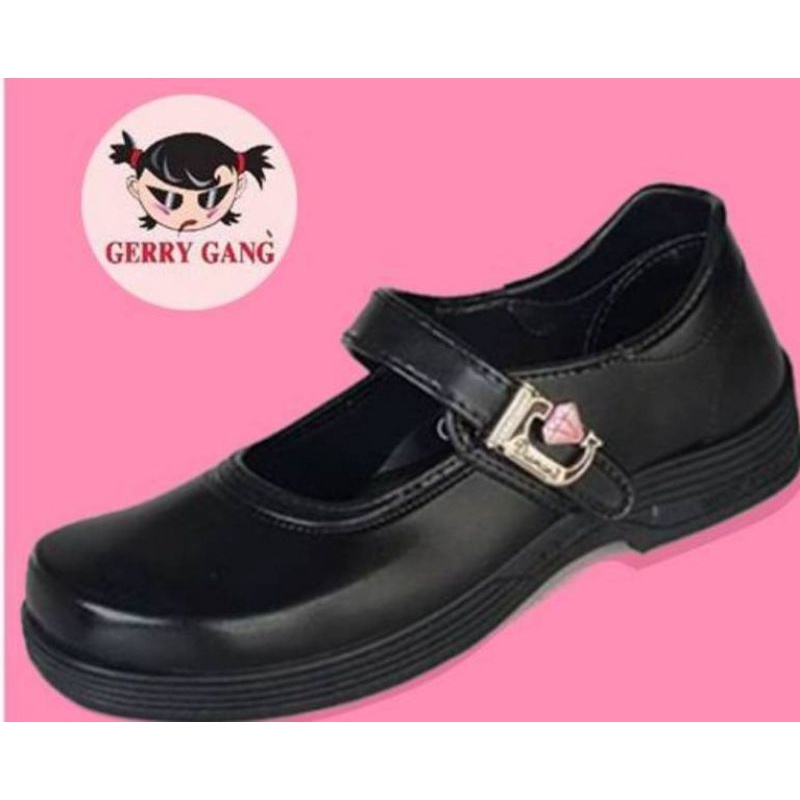 Gerry Gang รองเท้านักเรียนหญิงหนังดำ ยี่ห้อ Gerry Gang size 30-43 สีดำ ...
