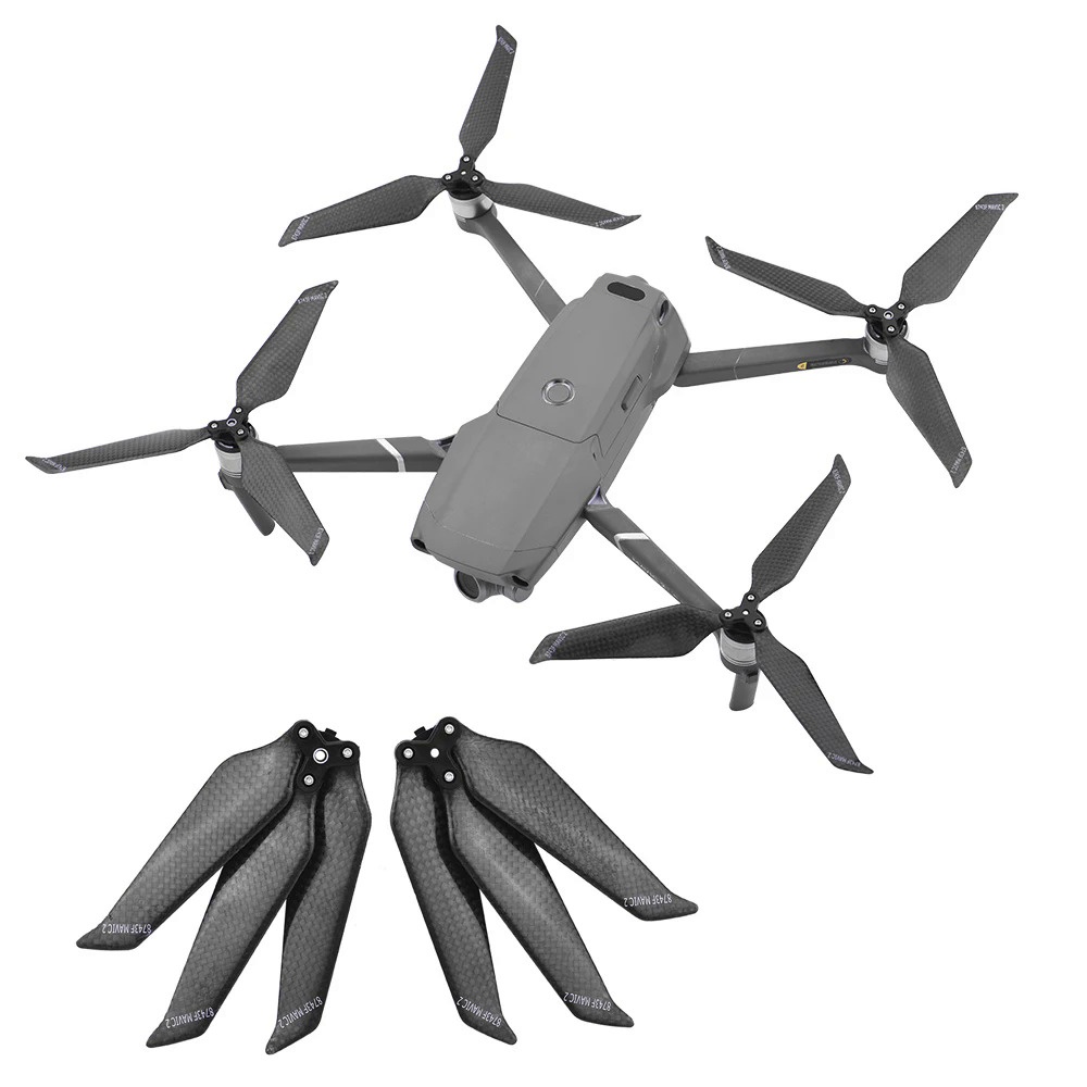 8743F ลดเสียงรบกวนใบพัดคาร์บอนไฟเบอร์สำหรับ DJI Mavic 2 Pro Zoom Drone ...