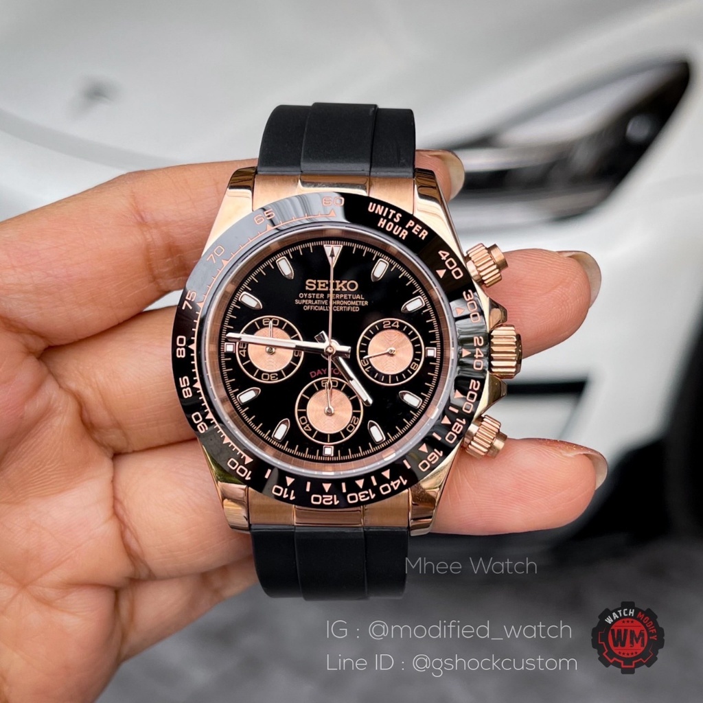 Seiko Mod Daytona Black Chocolate VK63 Movement Type Quartz | Shopee ...