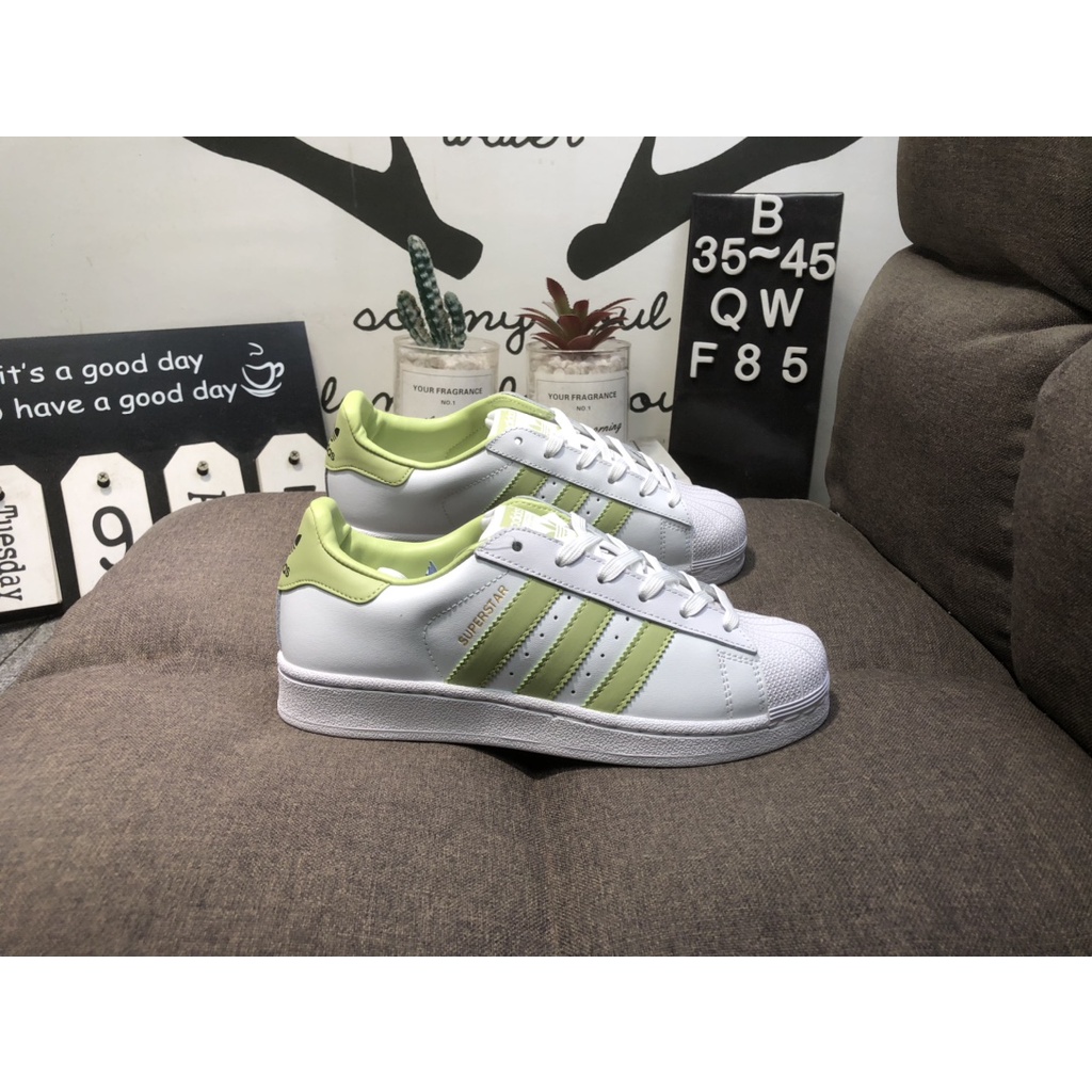 Adidas Originals Superstar รองเท้าวิ่งกันลื่น รองเท้าผ้าใบ Shell Head ...
