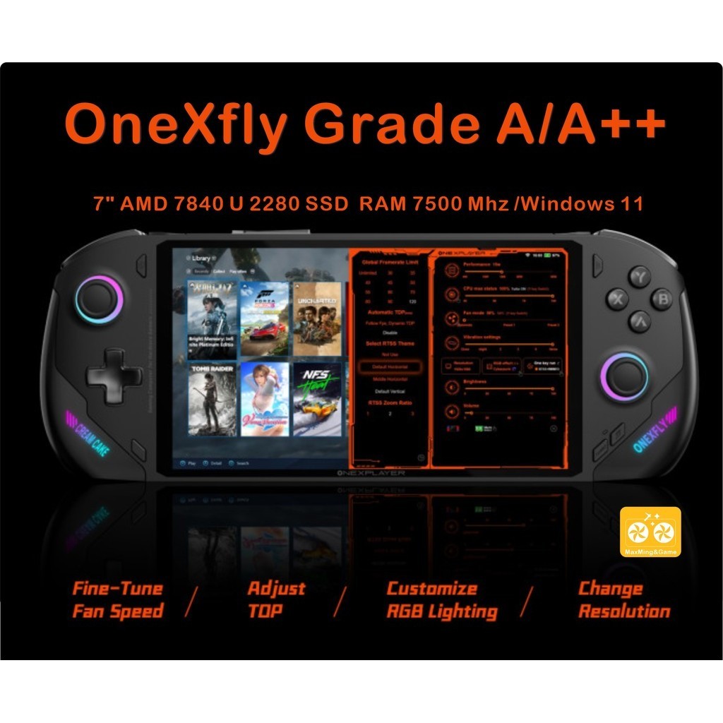 Onexfly game console 7840U 7" 120Hz 1920x1080 LPDDR5 7500 Mhz | Shopee ...