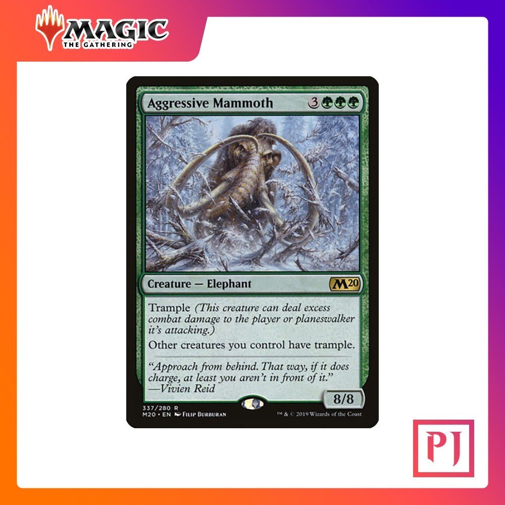 [MTG] Aggressive Mammoth [M19] [GREEN] [RARE] [NORMAL] [ENG] (การ์ดเม ...