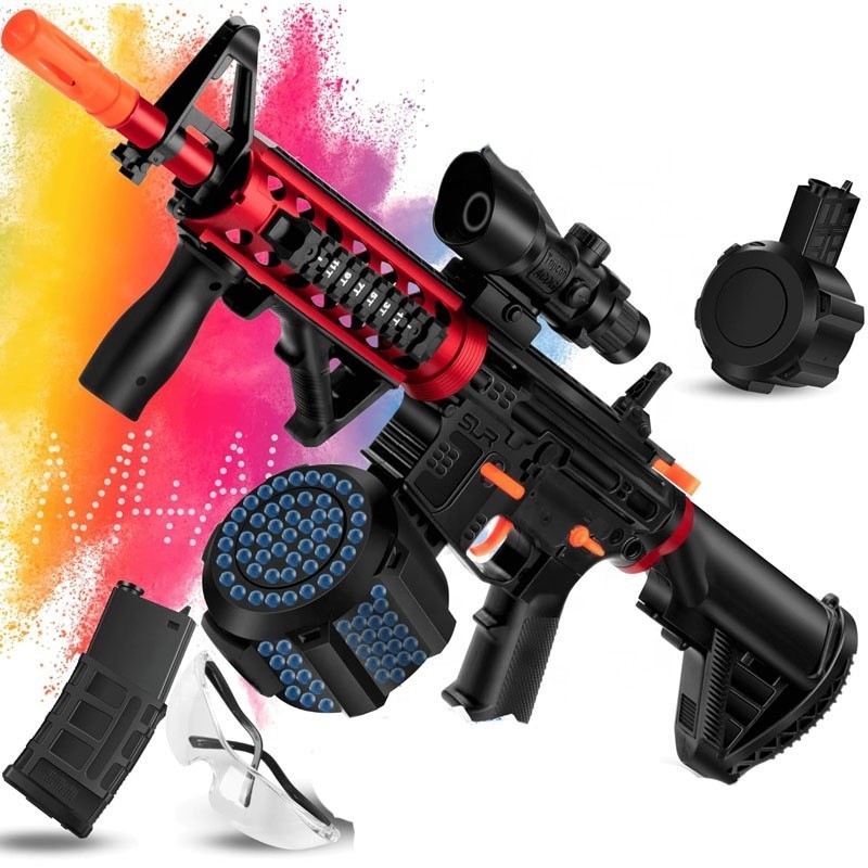 Electric M4A1 gel splatter blaster toy gun black red M416 7-8 mm soft bullet fast shooting ...