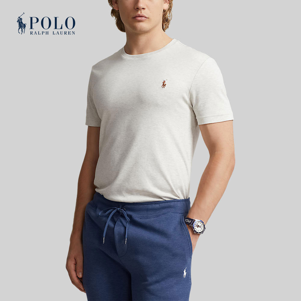 Polo Ralph Lauren เสื้อยืดผู้ชาย Custom Slim Fit Soft Cotton T-Shirt รุ่น MNPOTSH1N822012 สีเทา ...