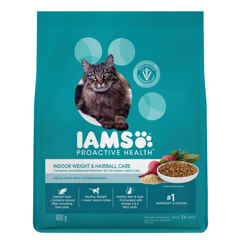 IAMS ไอแอมส์ โปรแอคทีฟ เฮลท์ แมวเลี้ยงในบ้าน ควบคุมก้อนขนและน้ำหนัก รส ...