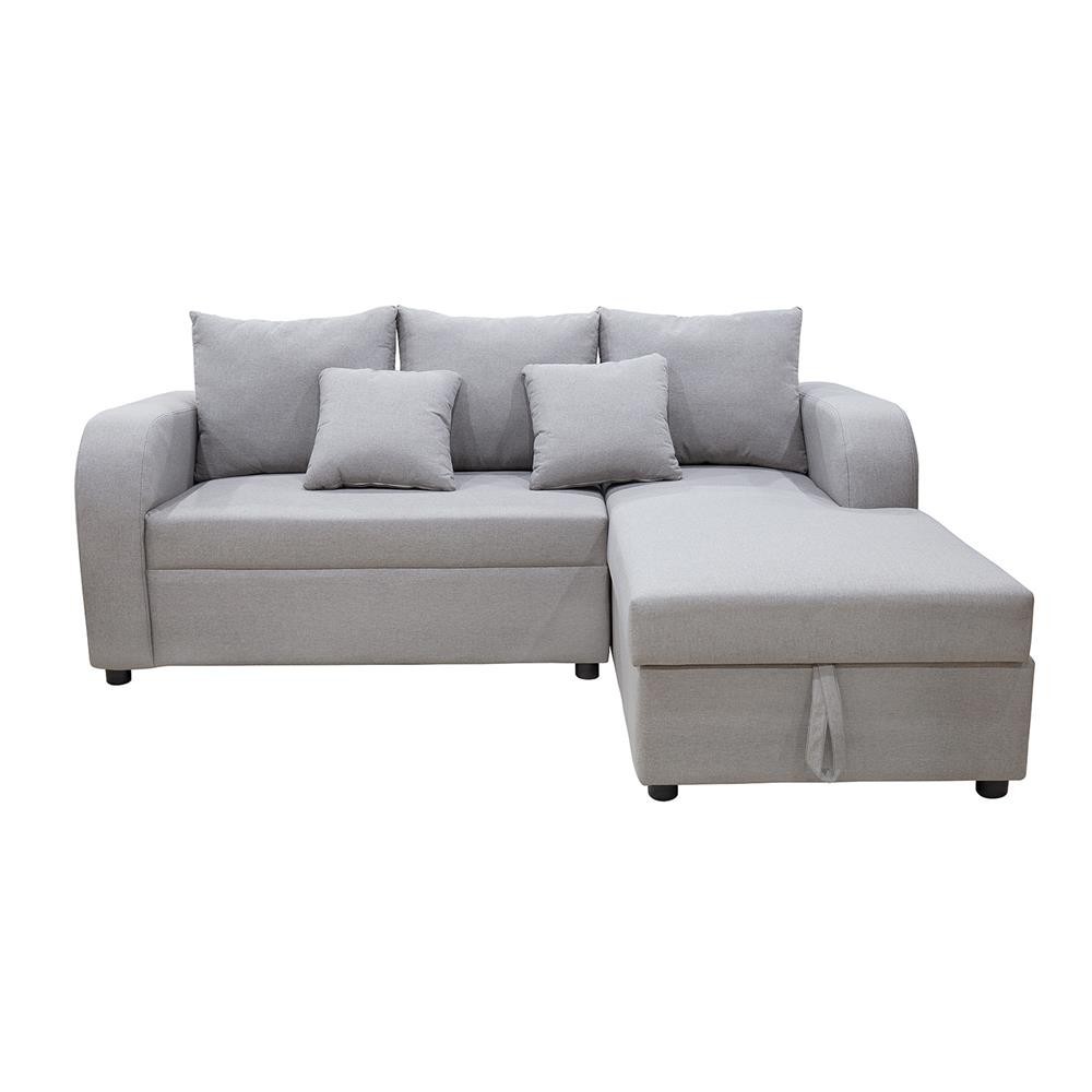 [จัดส่งพร้อมประกอบ] HomePro โซฟาเข้ามุมขวา EMMA ผ้า สีเทาอ่อน แบรนด์ FURDINI | Shopee Thailand