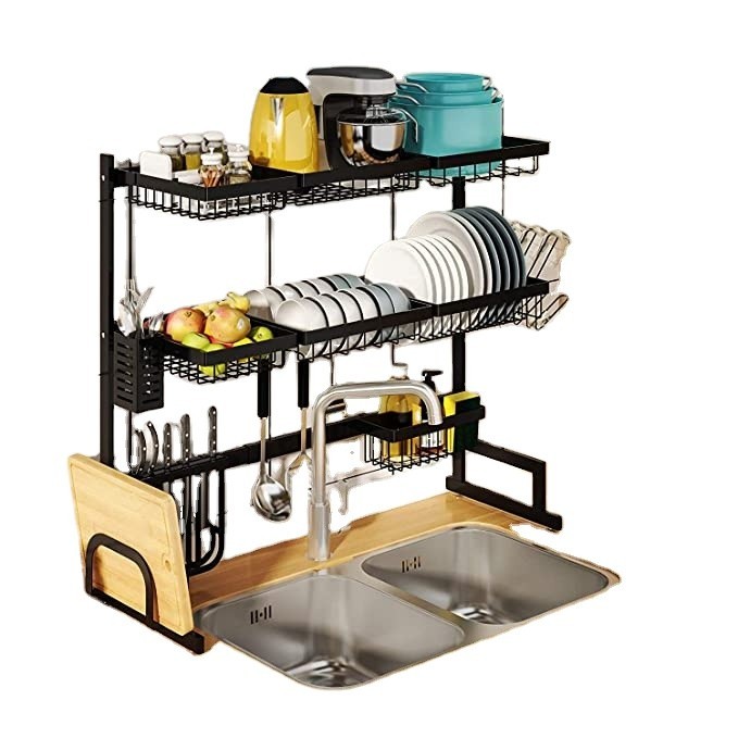 Extension 85-100cm 3 Tier New Upgrade Black Kitchen Storage Organizer ...