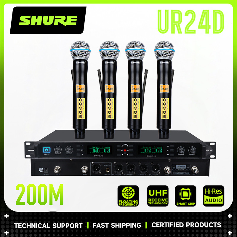 《NEW》Shure UR24D เวทีการแสดงไมโครโฟนไมโครโฟนไร้สายหนึ่งลากสองส่วน FM ...
