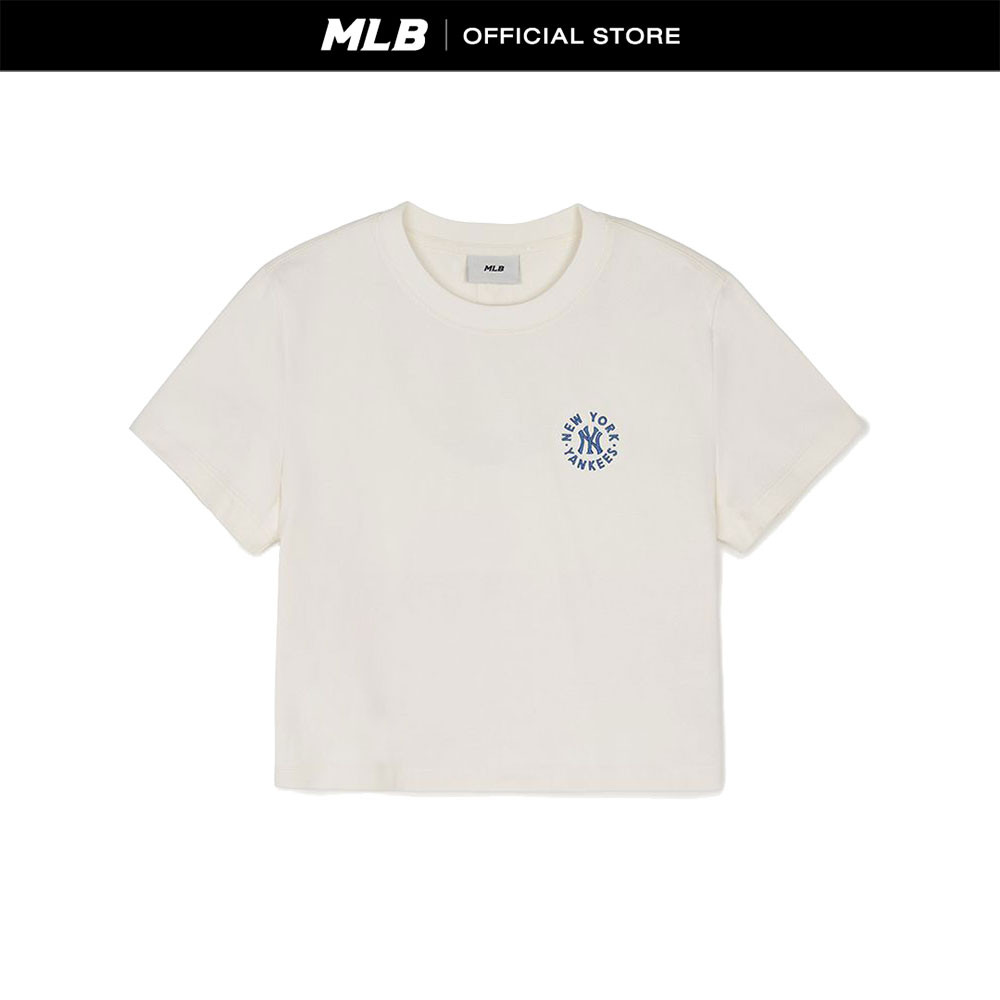 MLB เสื้อยืดทรงครอป Basic Small Logo รุ่น 3FTSB0144 50CRD สีครีม ...