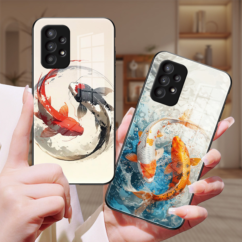 ปลาคาร์ฟ เคส กระจก Samsung a73 a71 a7 2018 a53 a52s a51 a50s a50 a42 a33 a32 a31 a30s a23 a22 ...