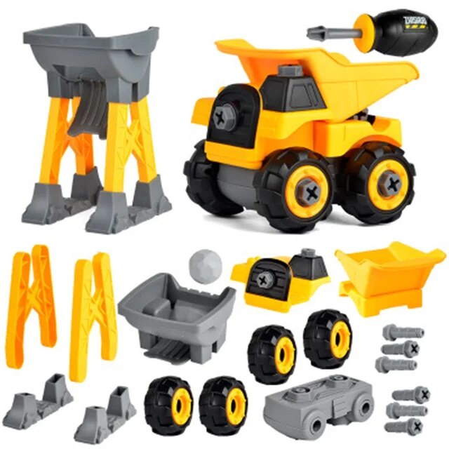 05t DIY dozer toy excavator engineering car assembled toy car inertia ...