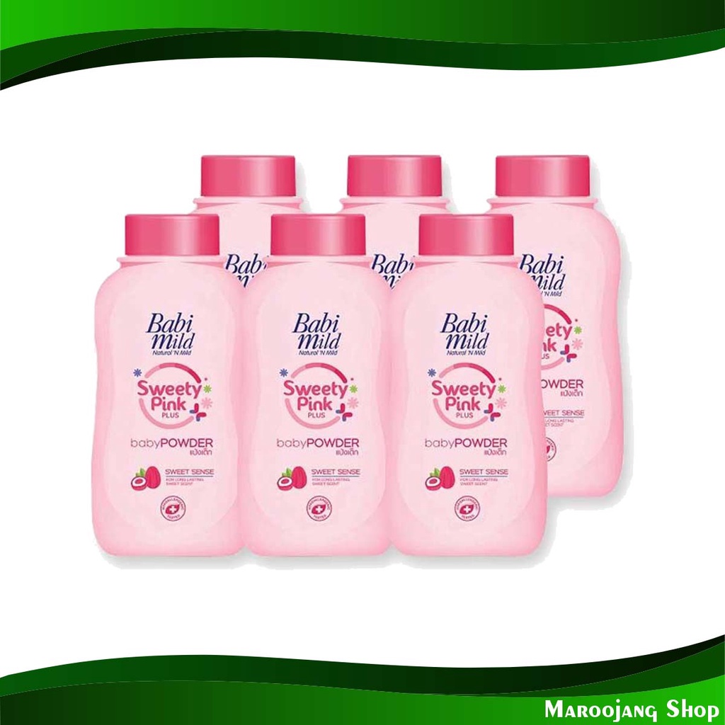 แป้งเด็ก สวีทตี้พิงค์ พลัส เบบี้มายด์ 45 กรัม (6กระป๋อง) Baby Powder Sweety Pink Plus Babi Mild ...