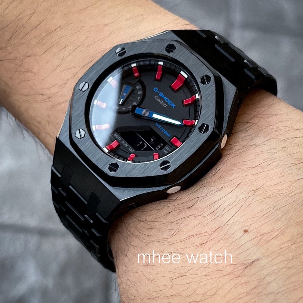 Gshock Black Casioak Steel 42mm Dial Red Original Hour Markers | Shopee ...