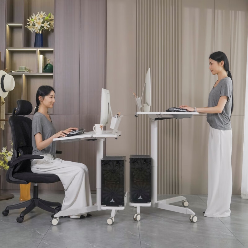 HotFrankwoodDesktop Foldable Mobile Pneumatic Liftable Computer Desk ...