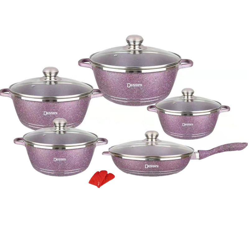 Cooking pots pans ladles pots cookware set non stick coating glass ...