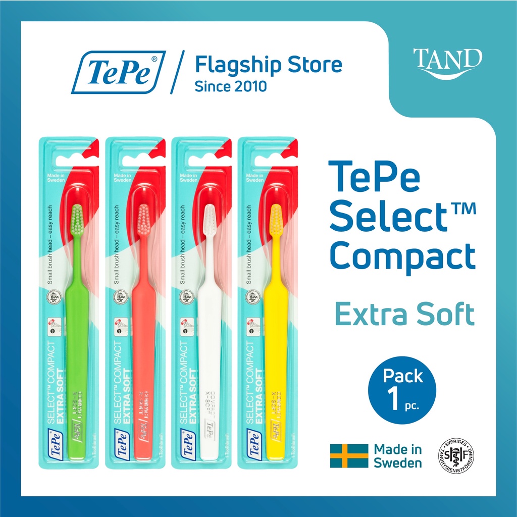 (แพ็ค 1 ชิ้น) TePe Select™ Compact X-Soft เทเป ซีเล็ค แปรงสีฟัน หัวแปรง ...